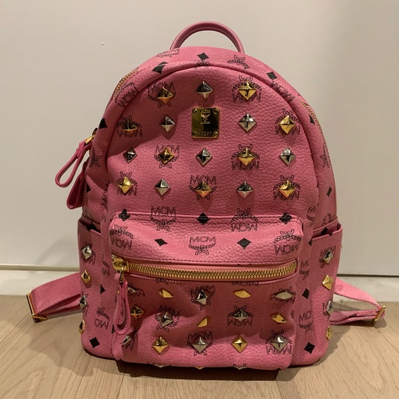 MCM | Bags | Mcm Pink Studded Backpack Medium | Poshmark
